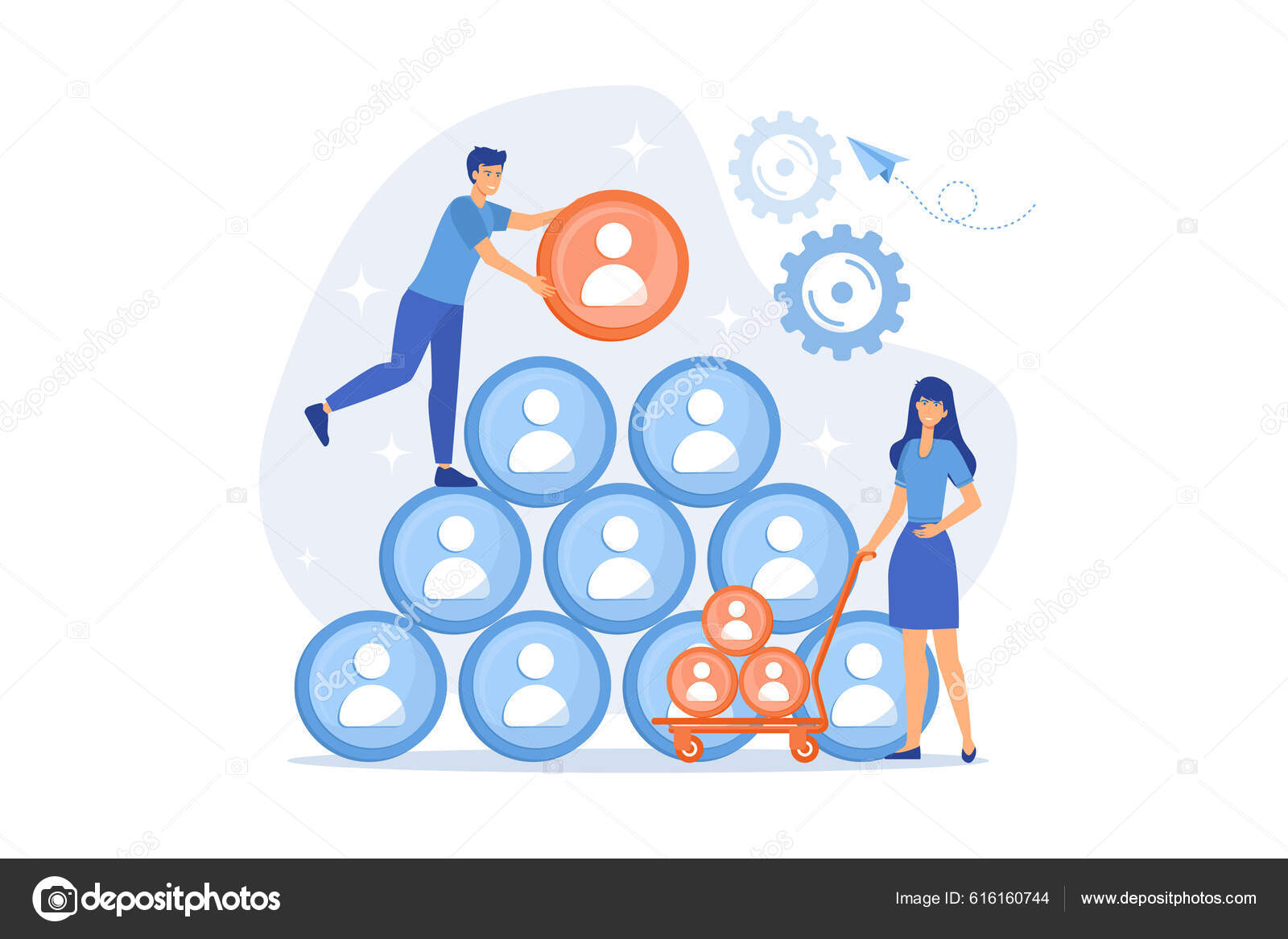 Folk Bygger Karriärpyramid Med Toppen Högsta Chef För Företaget Team ...