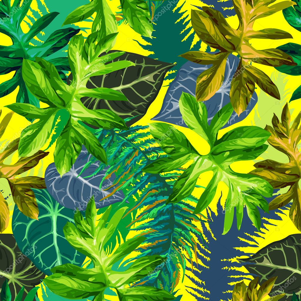 Tropical leaves — Stock Vector © aigann #45419245