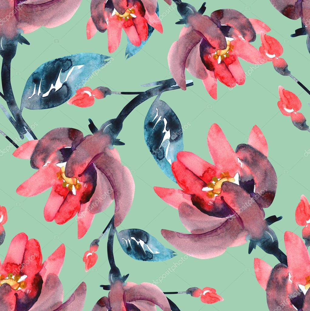 Pink flowers seamless pattern — Stock Photo © svemar #44827267 Pink flowers seamless pattern — Stock Photo © svemar #44827267