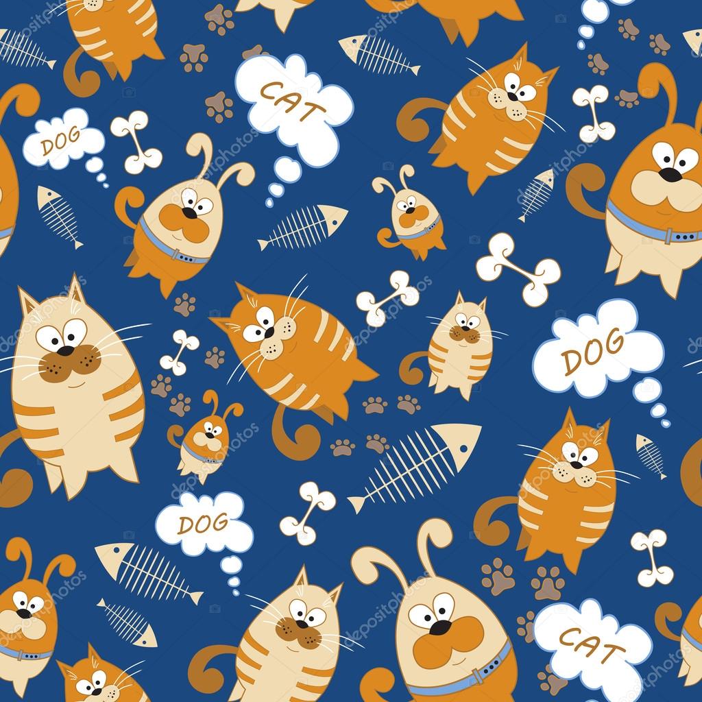 Vector de fondo sin fin con gatos y perros Vector de stock por ...