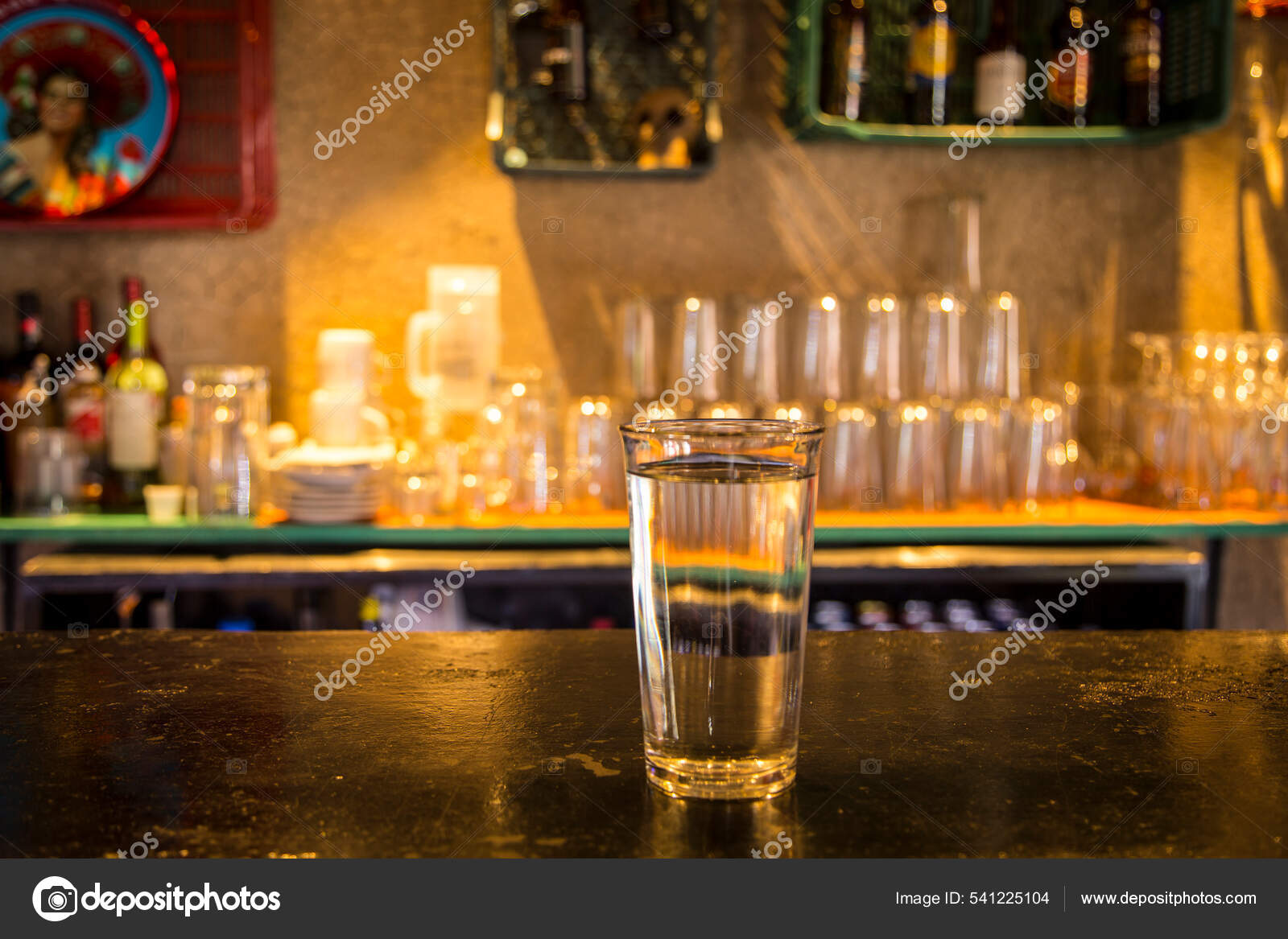 Close Clean Board Bar Crystal Glasses Many Bottles Tequila Showcase ...