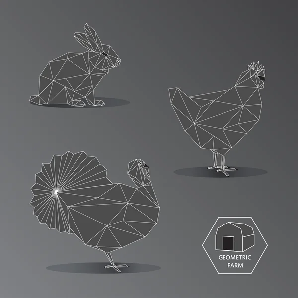Colour Full Geometric Illustration Of Small Farm Animals - Triangle ...