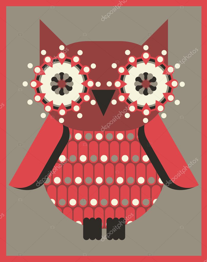 Red owl illustration Stock Vector Image by ©nglyeyee #44898663