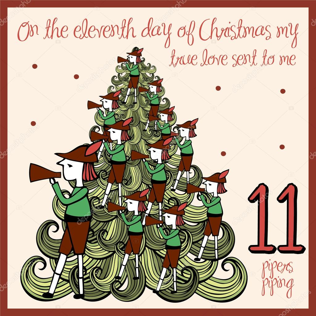 Eleven Pipers Piping Clipart