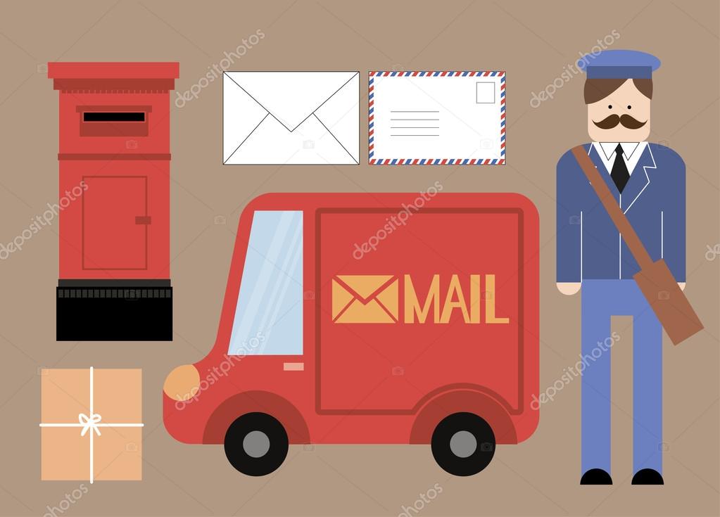 Postman letter box delivery truck Stock Vector Image by ©nglyeyee #45228657
