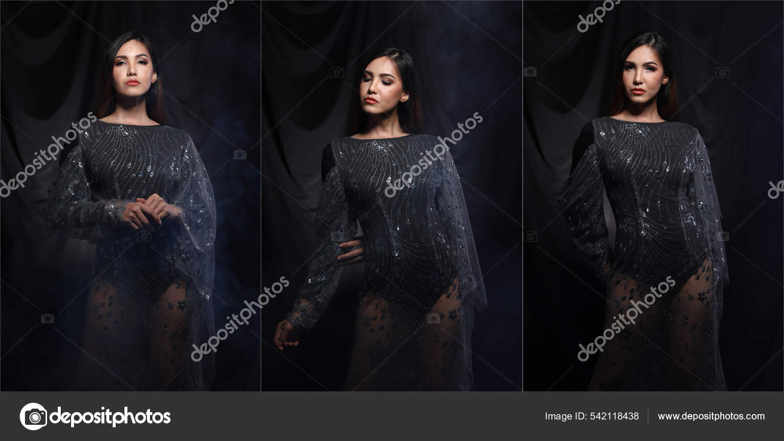 Collage Group Pack Portrait Young Slim Transgender Asian Woman Wears ...