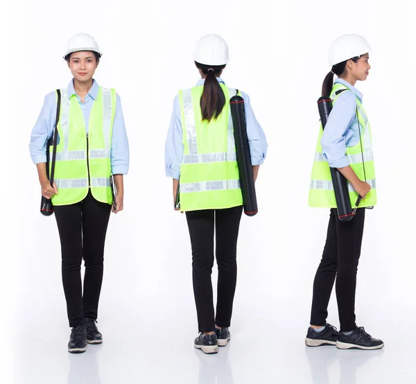 Full length 30s Asian Woman engineer architect business client, 360 ...