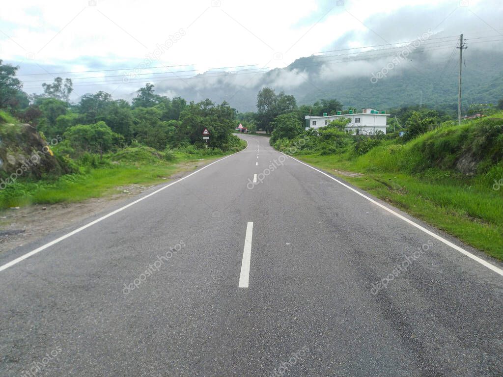 Blank Highway Road View Near Jawalaji City Himachal Pradesh India 2023