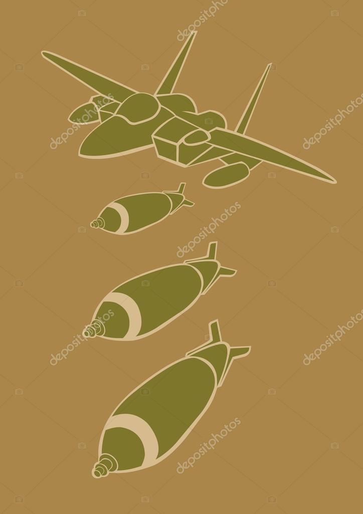 Jet dropping bombs Stock Vector by ©hofred 50445711