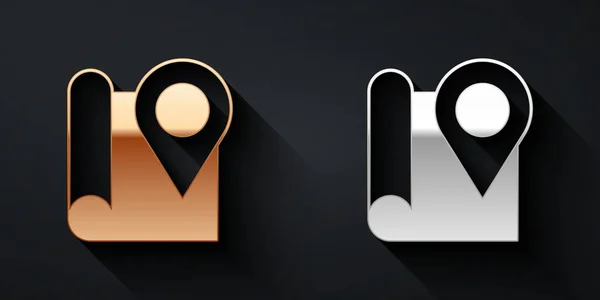 Gold Silver Route Location Icon Isolated Black Background Map Pointer ...