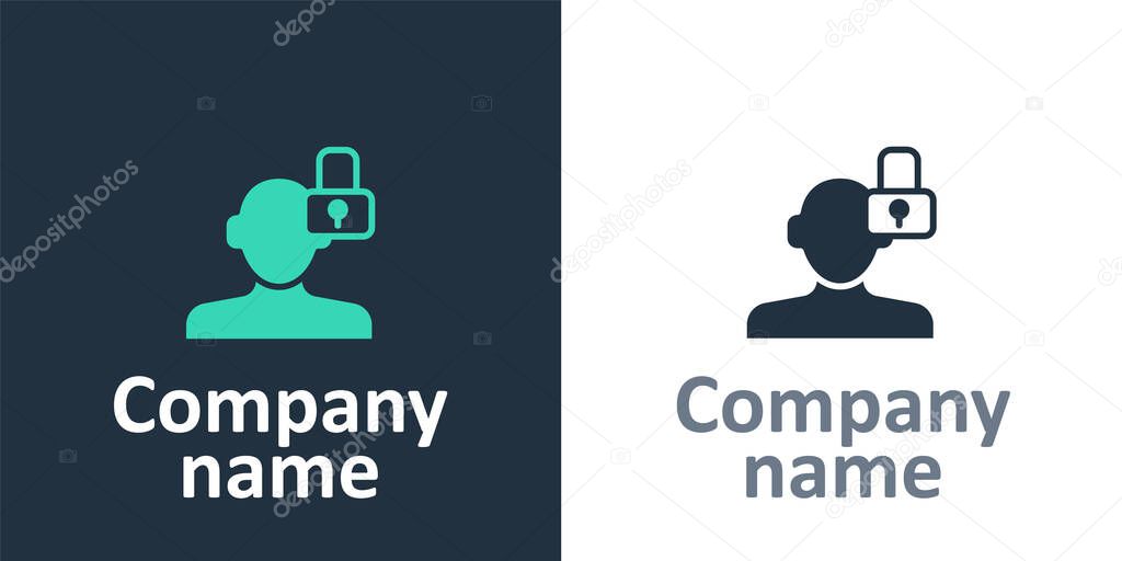 Logotipo Icono de personalidad cerrado aislado sobre fondo blanco ...