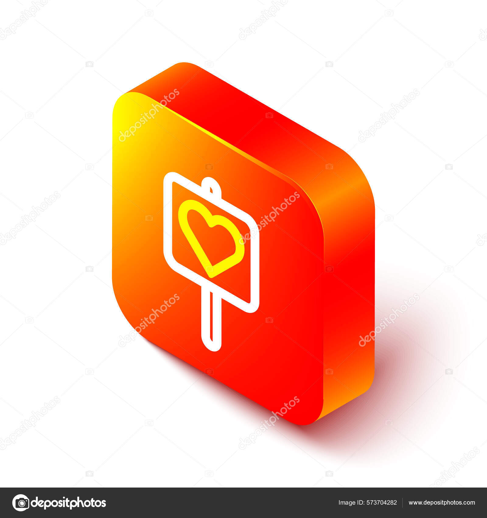 Isometric Line Map Pointer Heart Icon Isolated White Background Valentines Stock Vector Image by ...