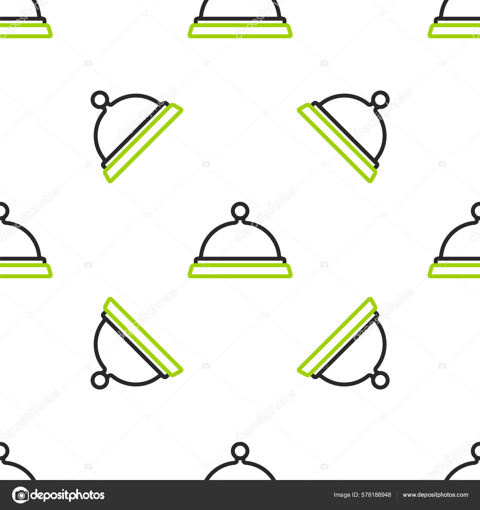 Line Covered Tray Food Icon Isolated Seamless Pattern White Background ...