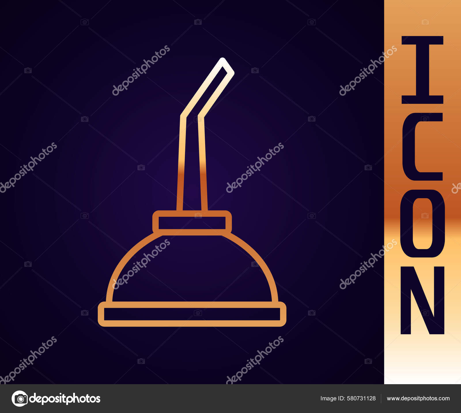 Gold Line Canister Motor Machine Oil Icon Isolated Black Background ...