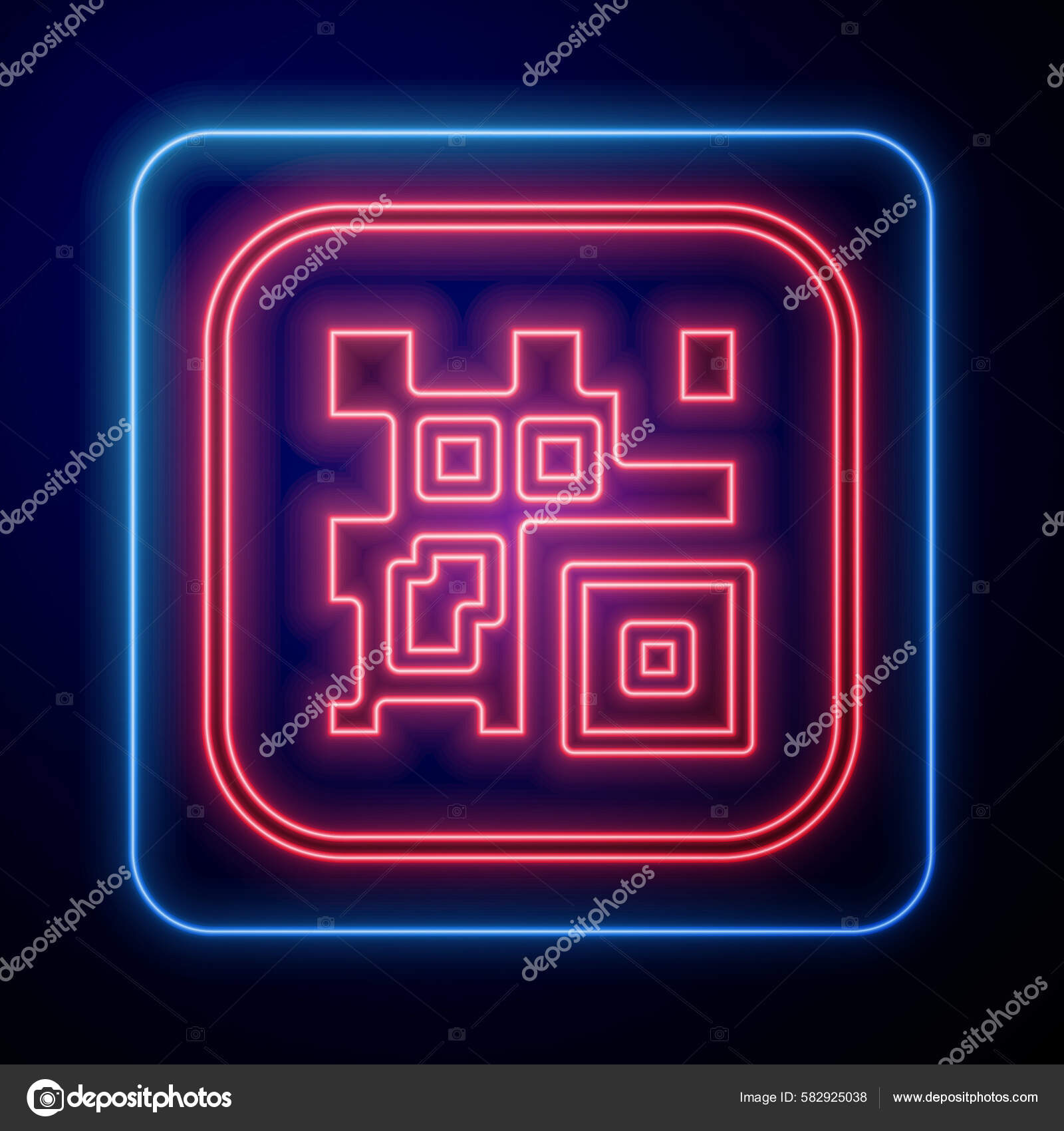 Glowing Neon Code Sample Smartphone Scanning Icon Isolated Black ...