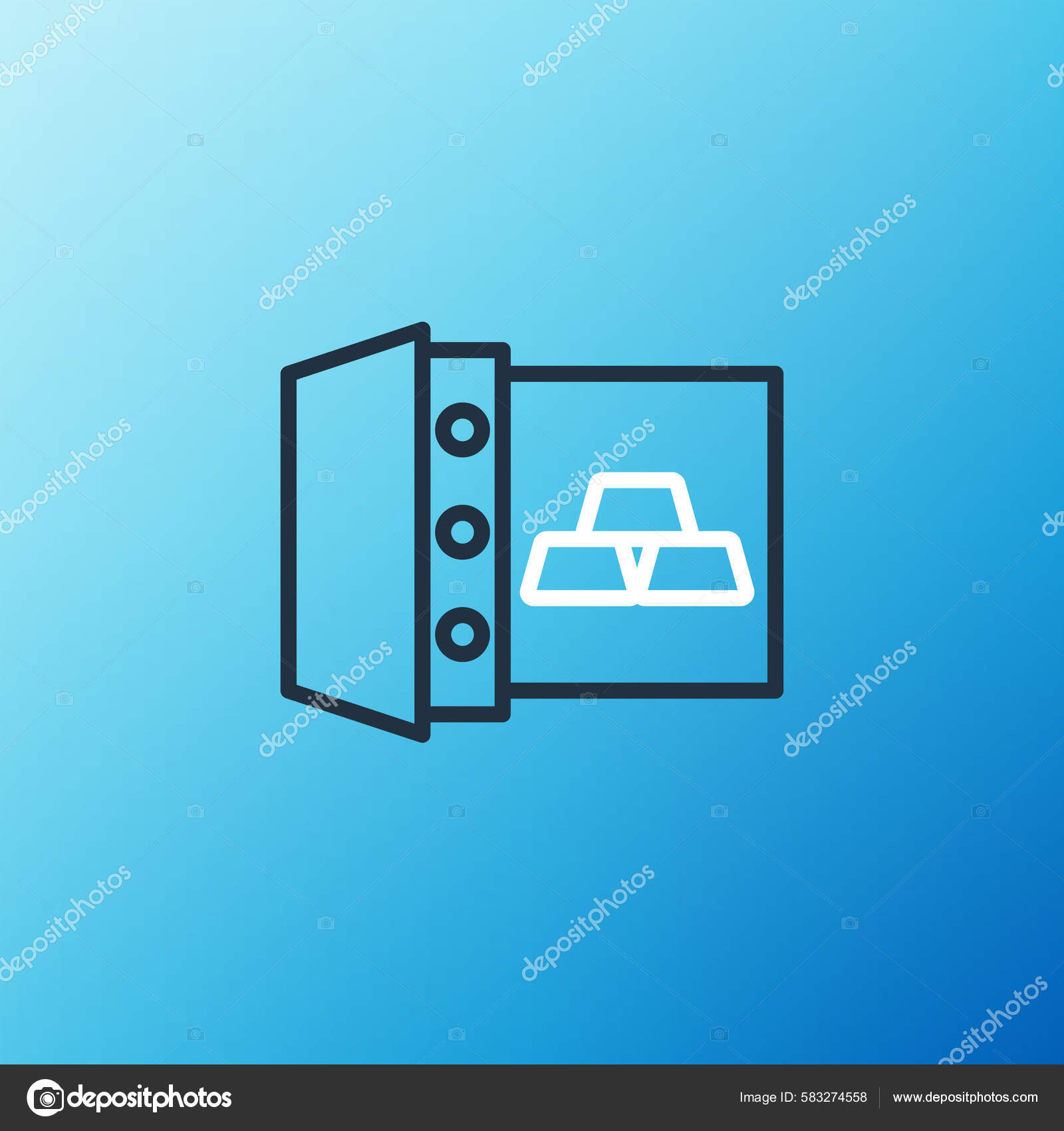 Line Safe Gold Bars Icon Isolated Blue Background Precious Metals Stock ...