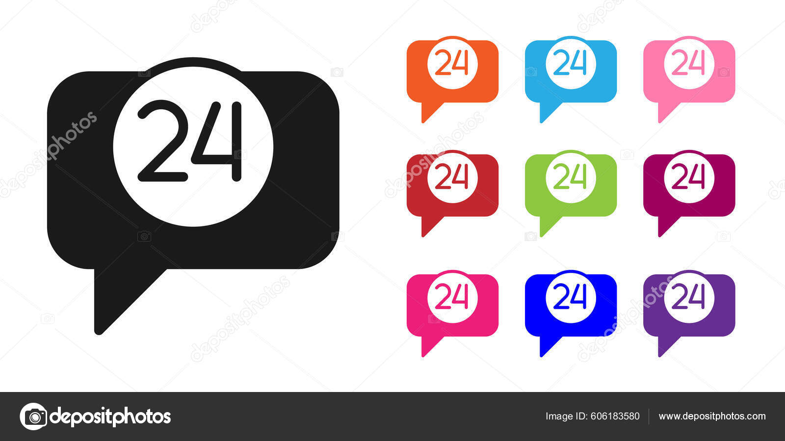 Black Telephone Hours Support Icon Isolated White Background All Day ...