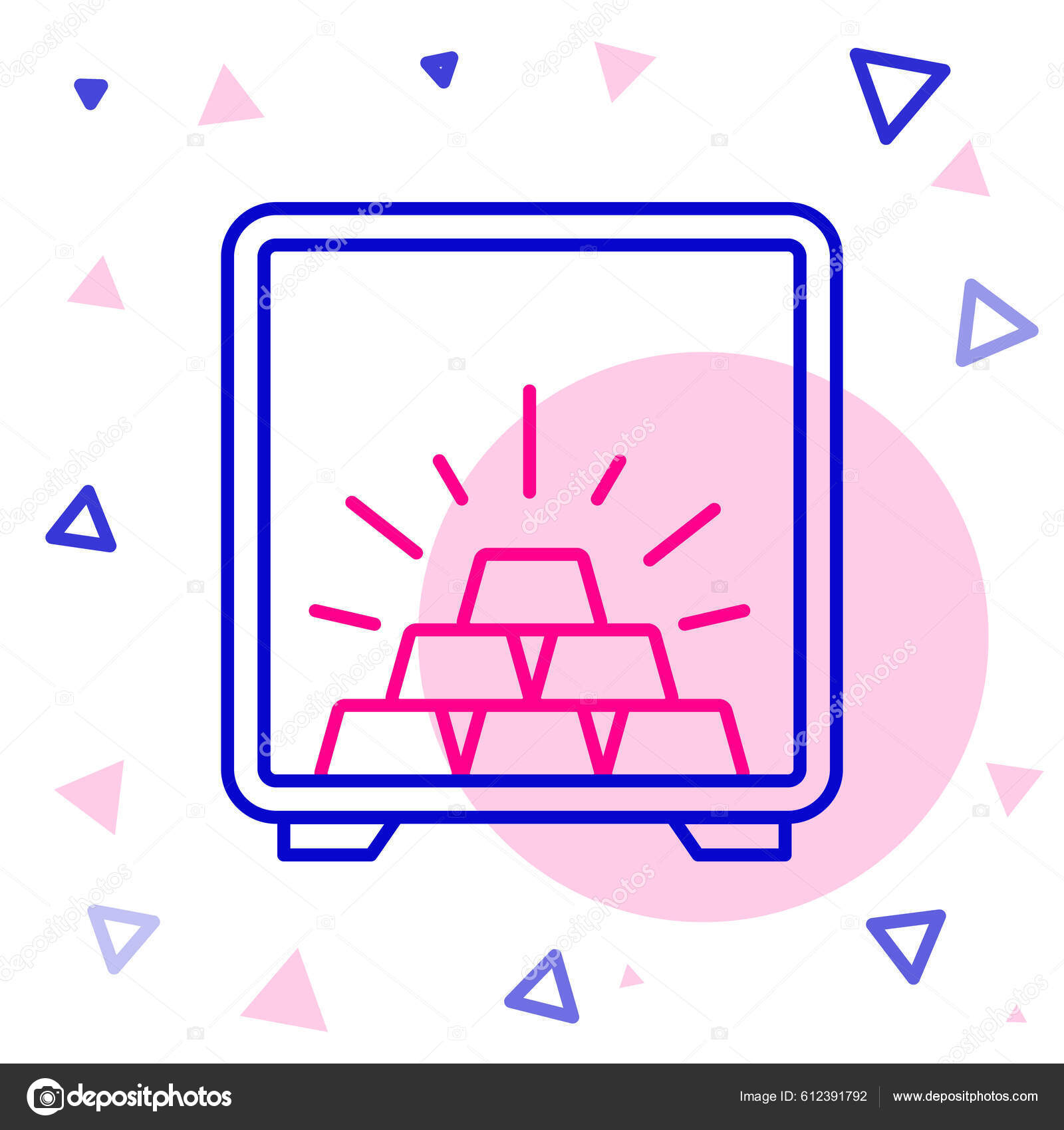 Line Safe Gold Bars Icon Isolated White Background Precious Metals ...