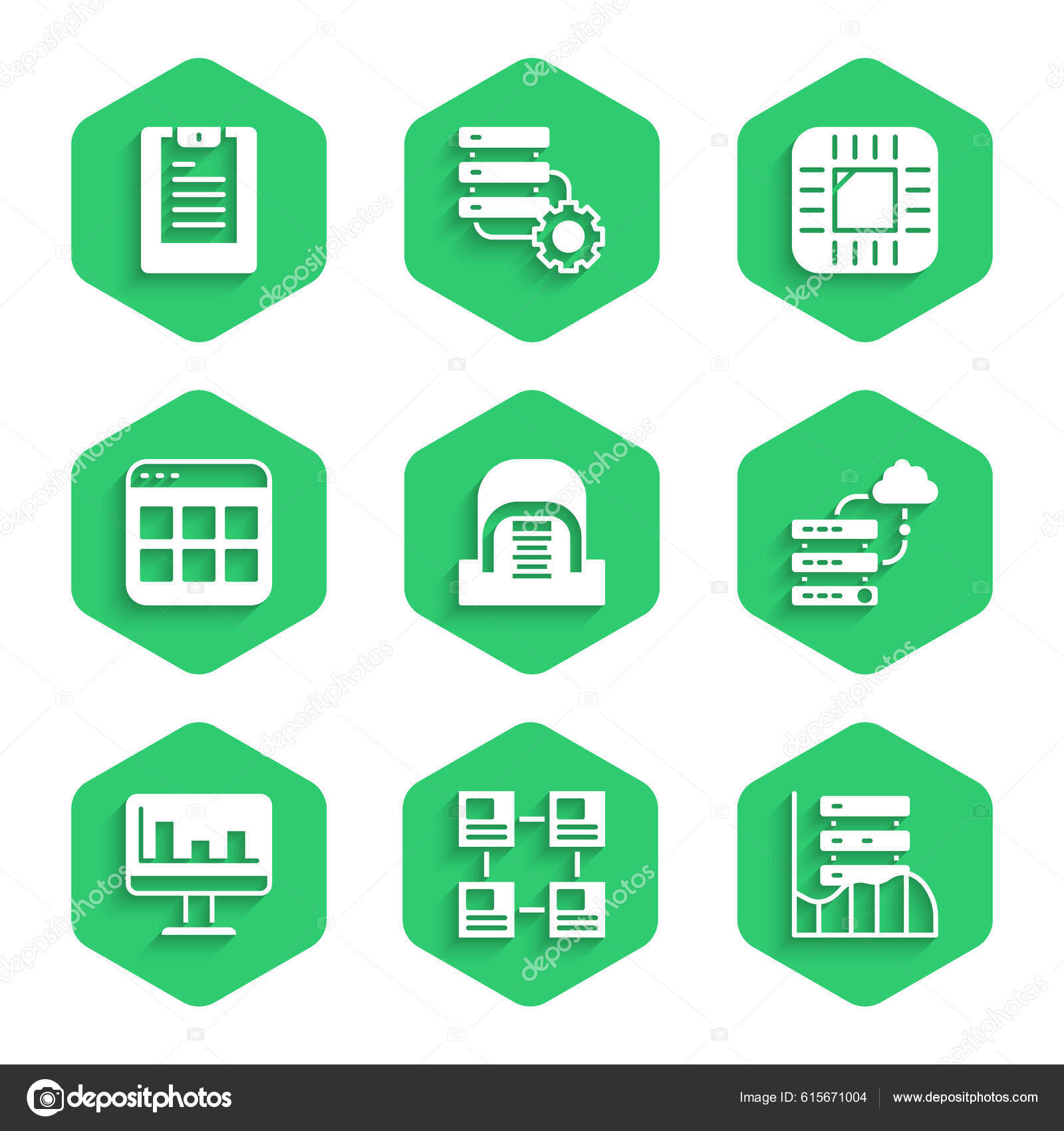 Set Hangar Servers Hierarchy Organogram Chart Server Data Web Hosting Stock Vector Image By