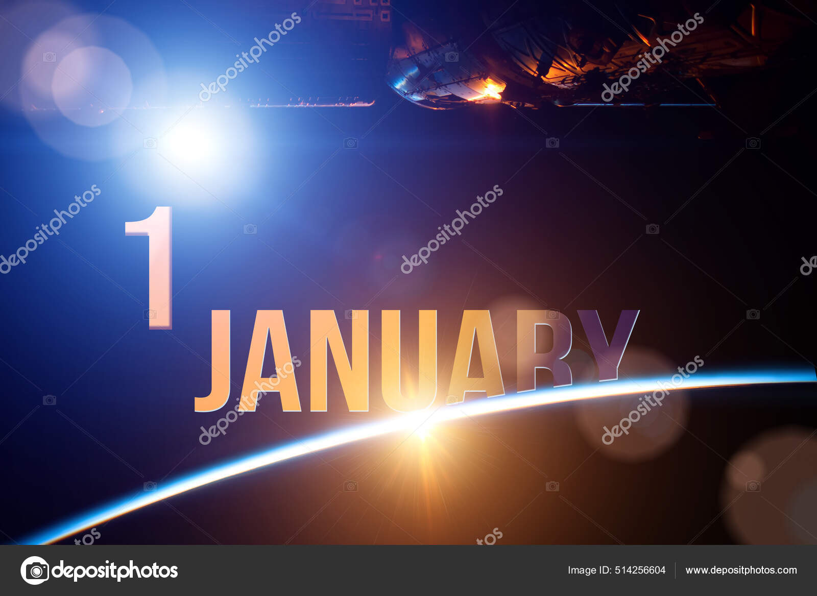 January 1St Day Month Calendar Date Spaceship Earth Globe Planet ...