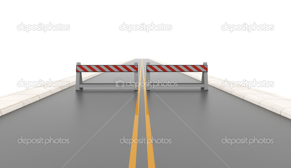 Road with two road barriers rendered Stock Photo by ©pupes 46196365