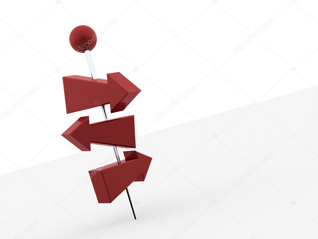 Red tree arrows pierced with push pin — Stock Photo © pupes #46598745