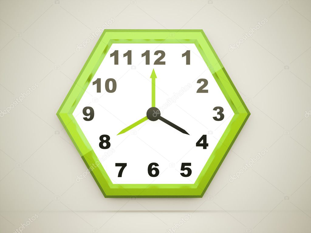 Green hexagonal clock rendered on dark — Stock Photo © pupes #46601603