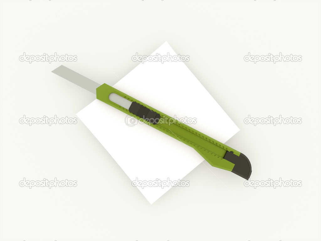 Green cutter on paper rendered — Stock Photo © pupes #46627407