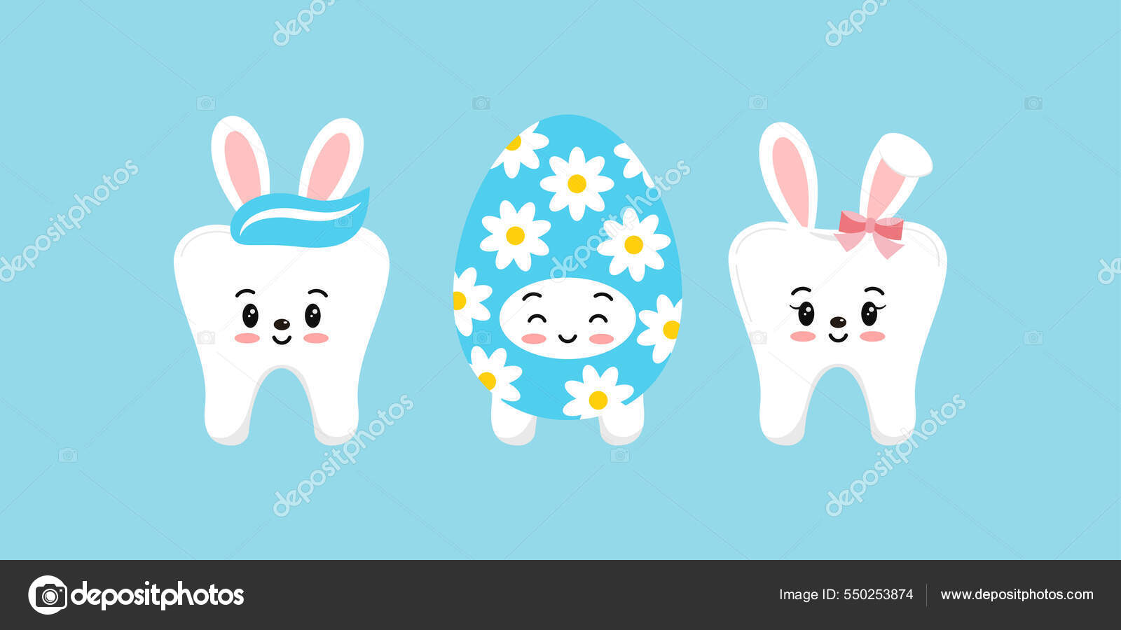 Dientes de Pascua conejo conejo y huevo icono dental conjunto aislado ...