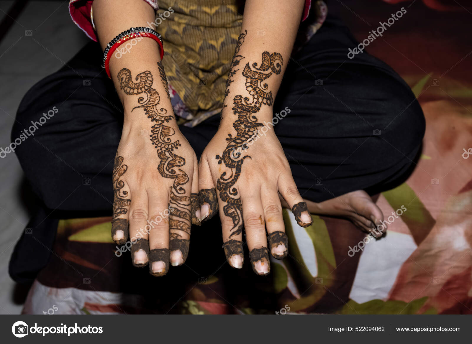 Beautifully Decorated Indian Hands Woman Mehandi Henna Typically Done ...