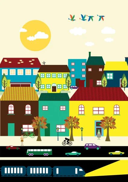 Cartoon mountain roads | Cartoon city frame. Map landscape with cities ...