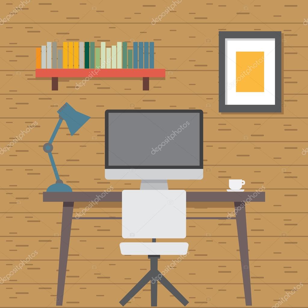 Flat Illustration Work Room Stock Vector Image by ©sleepingbird #45414661