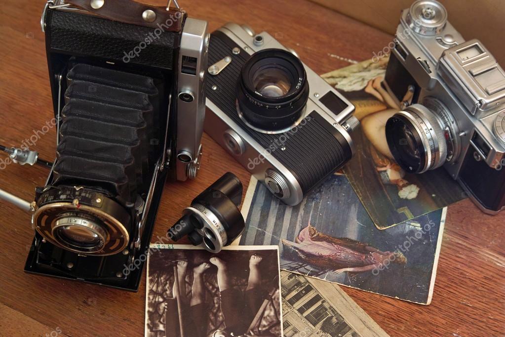 Vintage camera and retro items — Stock Photo © newarc #48628609