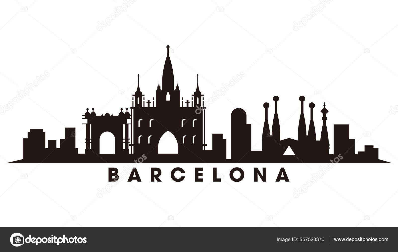 Barcelona Skyline Landmarks Silhouette Vector Stock Vector by ...