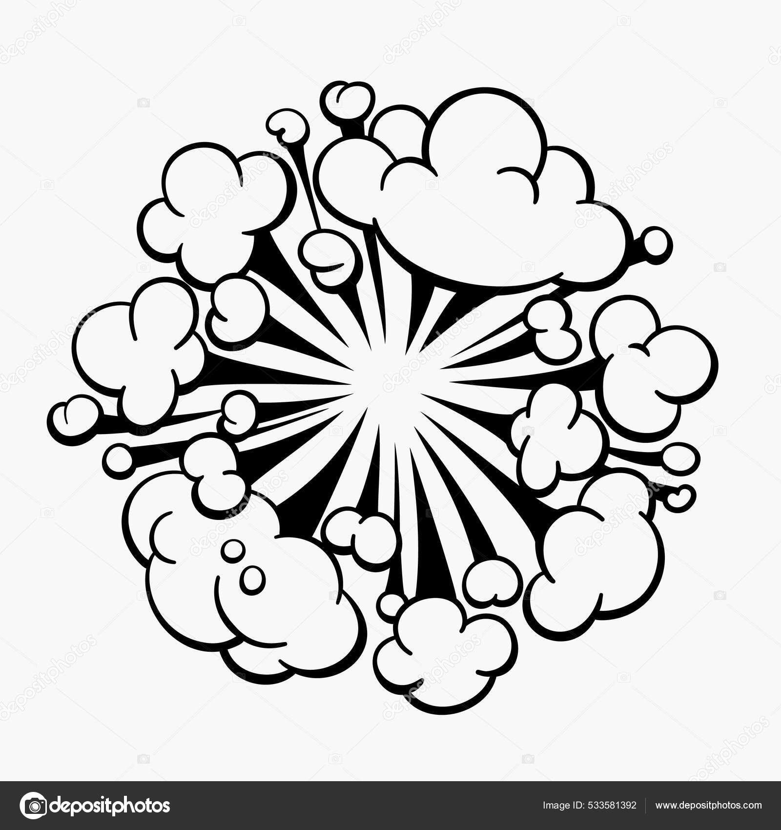 Comic clouds, cartoon vector clouds in line style isolated on light ...