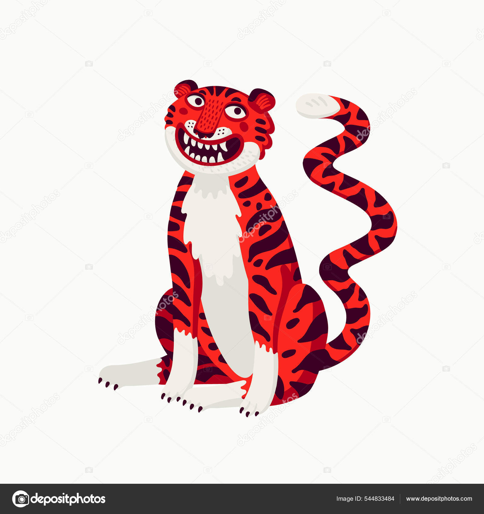 Tiger vector illustration, cartoon red tiger - the symbol of Chinese ...