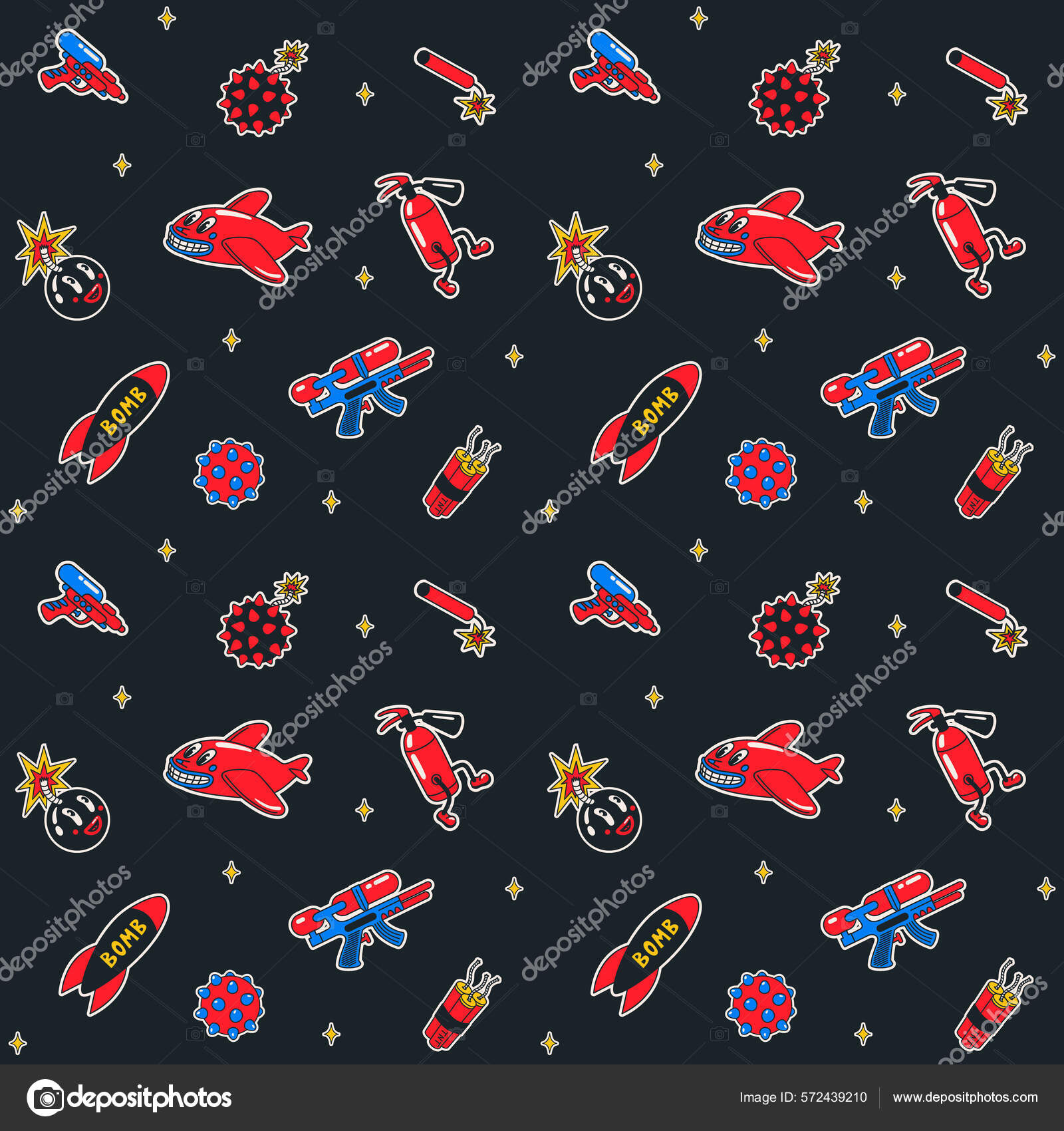 Cartoon Vector Funny Cute Comic Characters Seamless Pattern Crazy ...