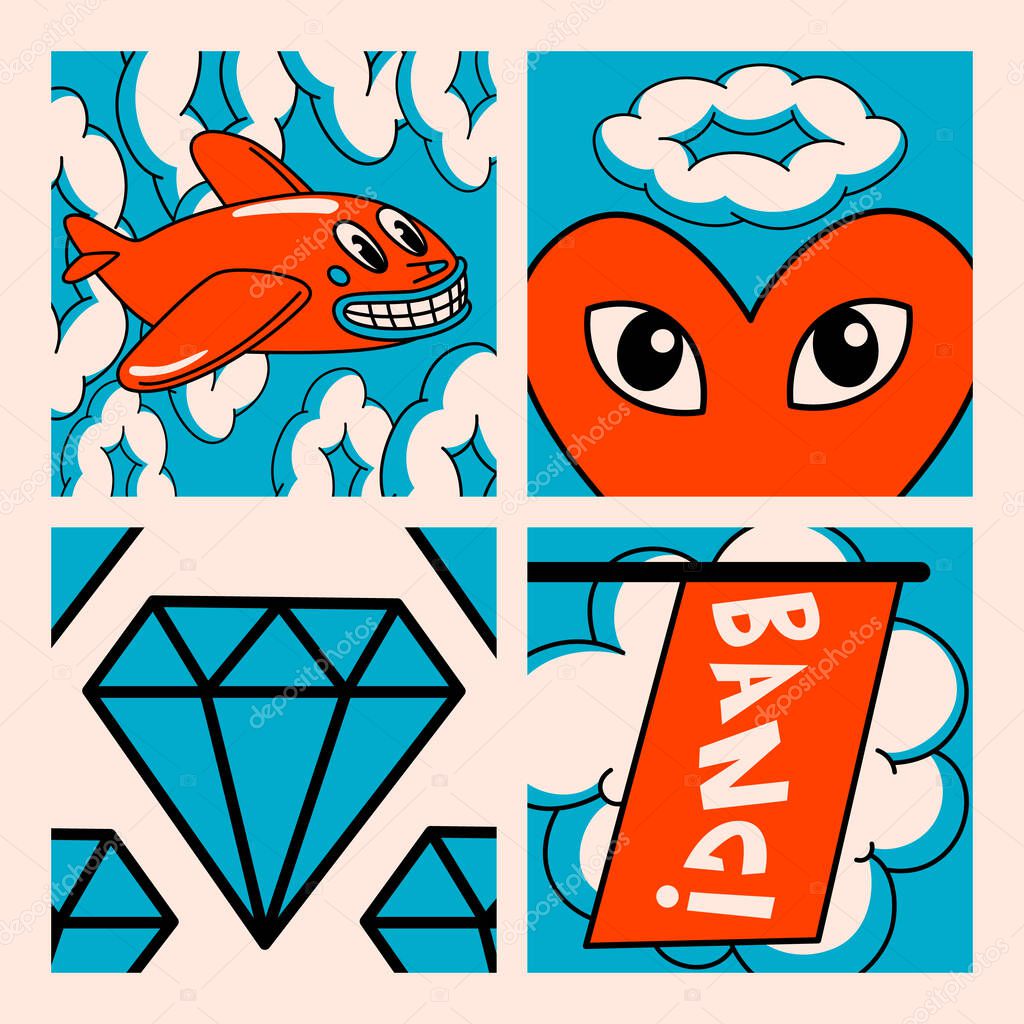 Cartoon Vector Funny Cute Comic Characters Plane Crazy Cartoons ...