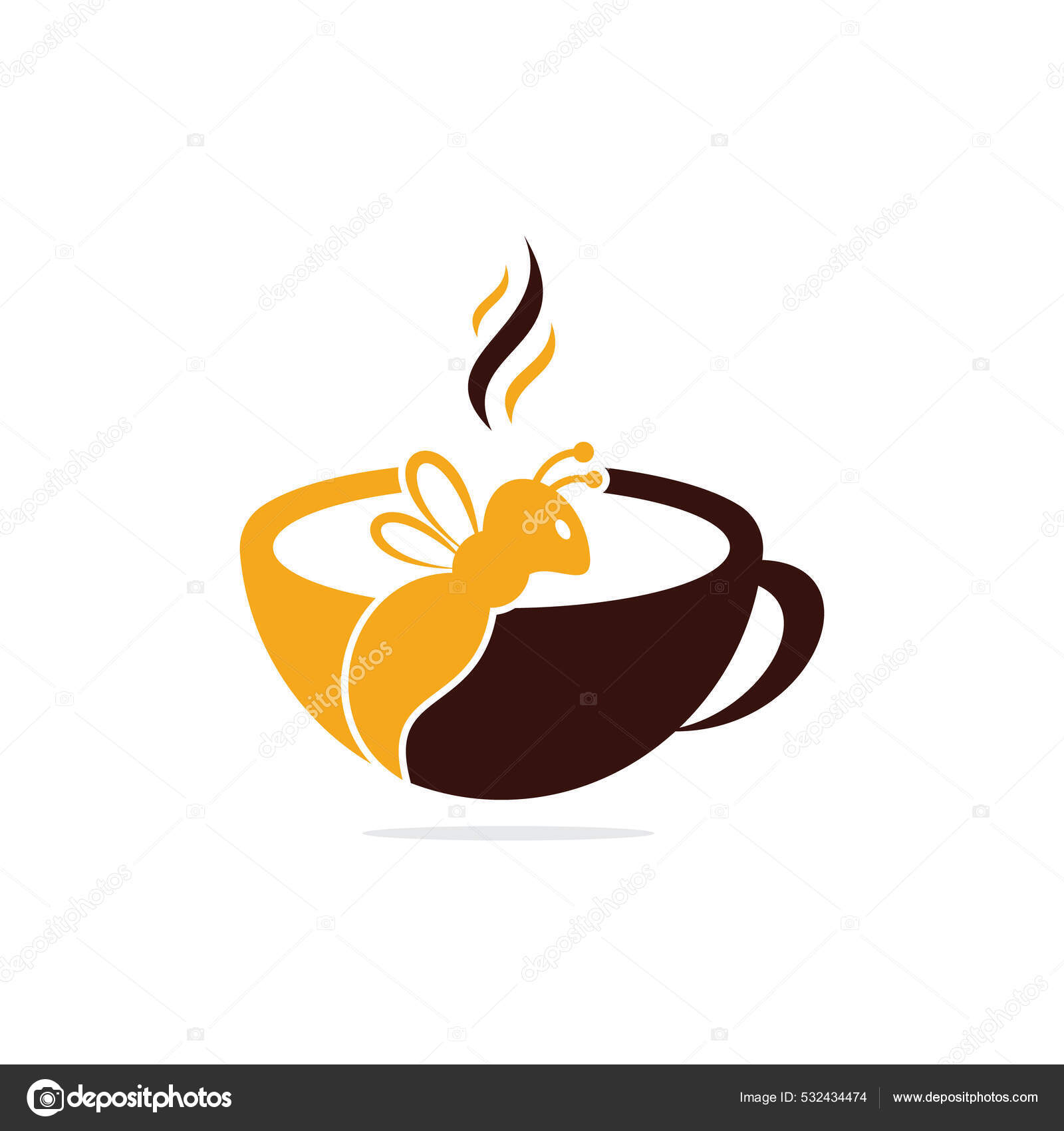 Coffee Bee Logo Inspiration Cafe Drink Design Template Stock Vector ...