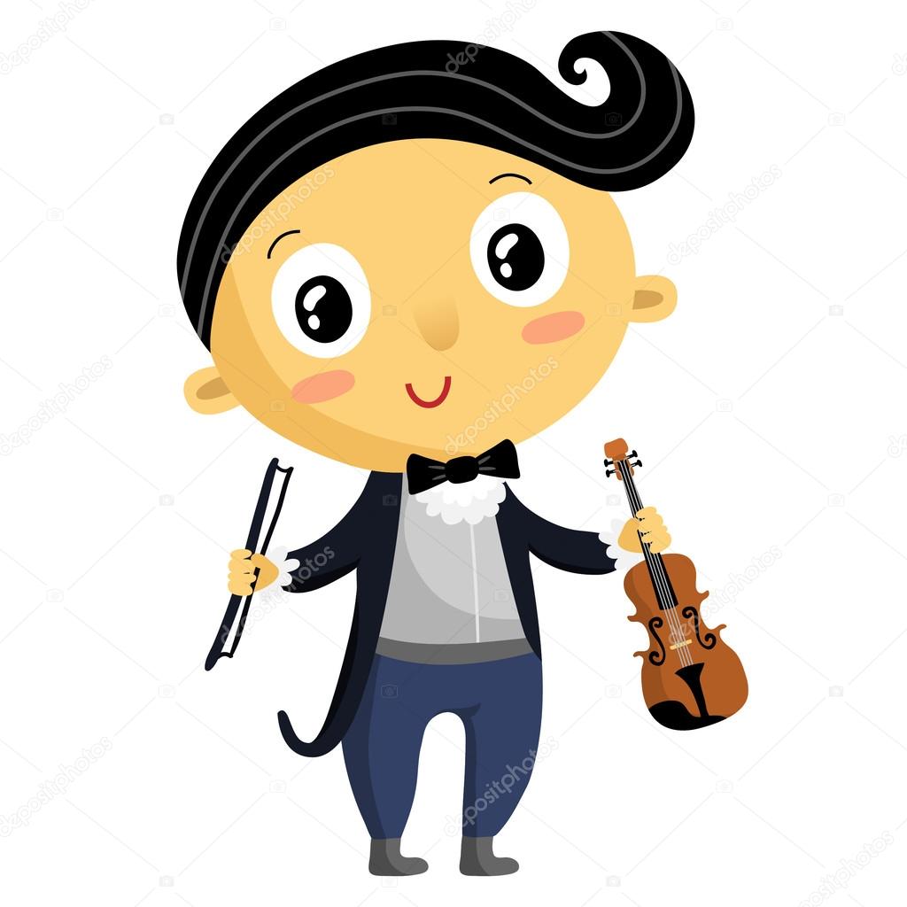 Músico chico, personaje de dibujos animados — Vector de stock © Zhe ...