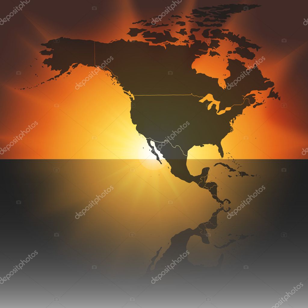 North america map on the sunset Stock Vector Image by ©raevsky #45463489