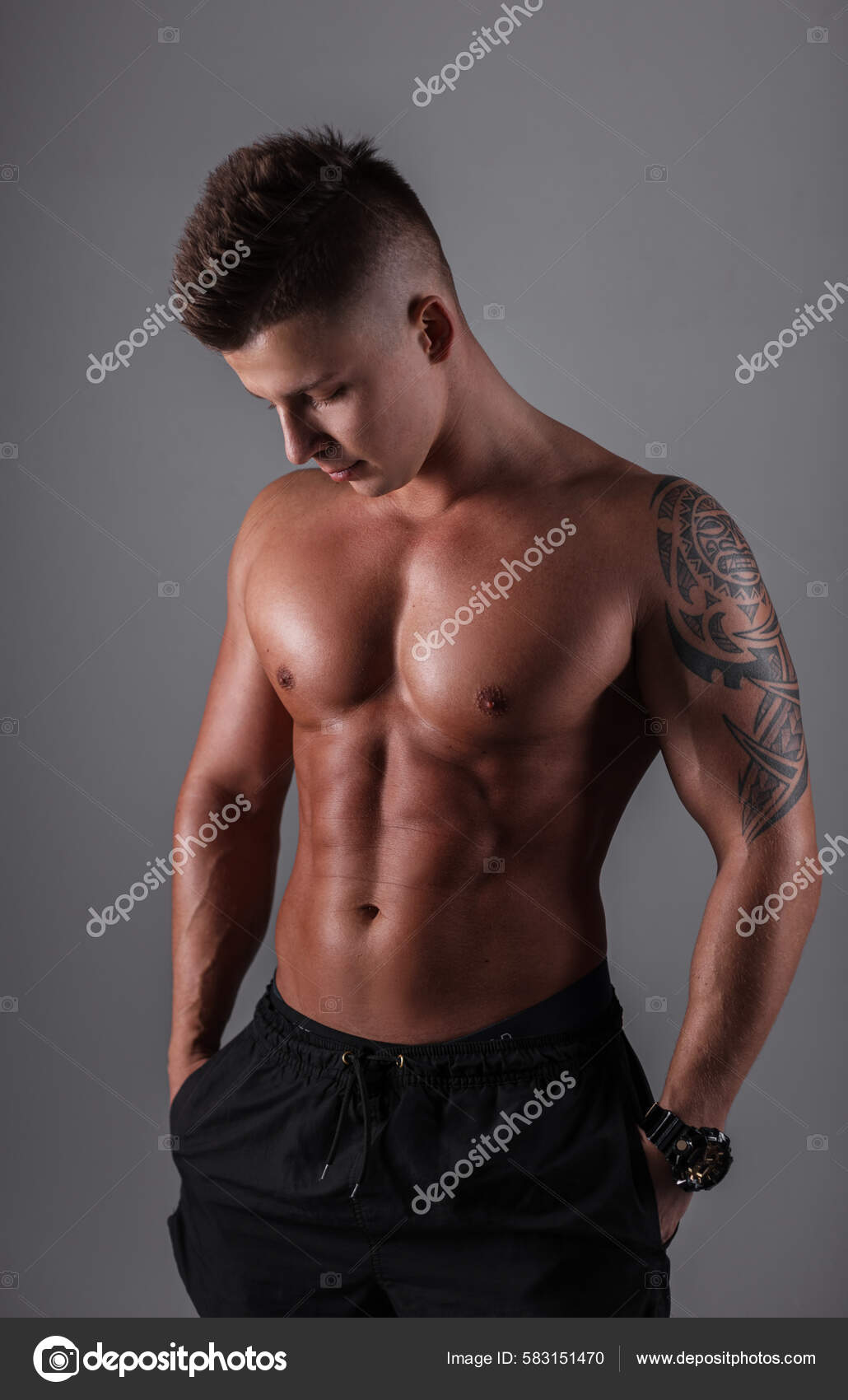 Cool Handsome Bodybuilder Man Athletic Perfect Muscular Body Abdominal ...