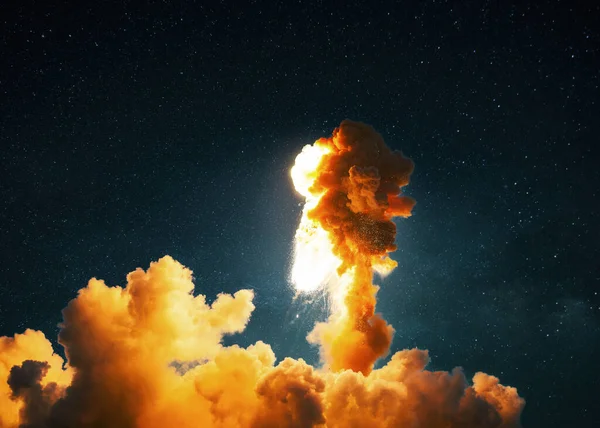 Unsuccessful launch of the space shuttle and explosion. Failed rocket ...