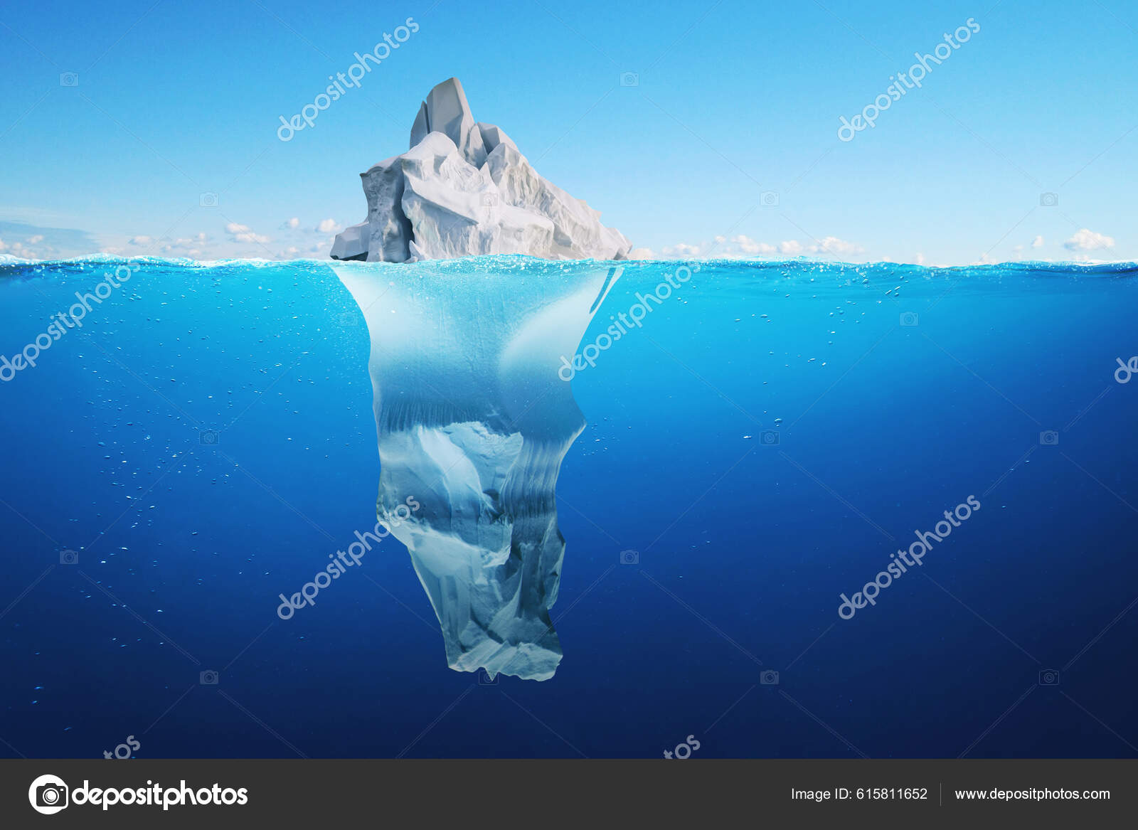 Amazing Beautiful White Iceberg View Underwater Ocean Tip Iceberg ...
