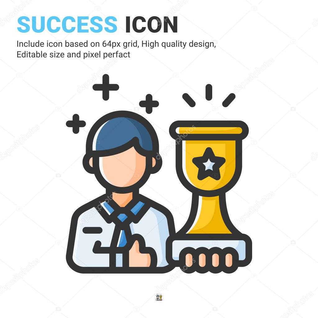 Icono de éxito vector con el estilo de color del contorno aislado sobre ...