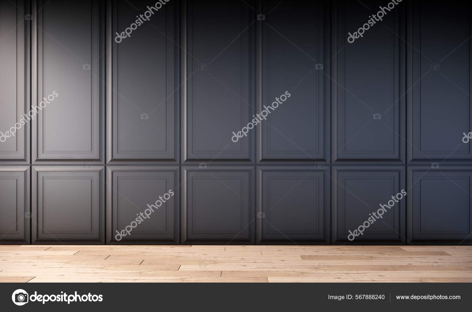 Empty Room Interior Black Wall Studio Design Black Room Ideas Stock ...