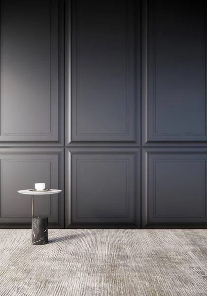 Empty Room Interior Black Wall Studio Design Black Room Ideas Stock ...