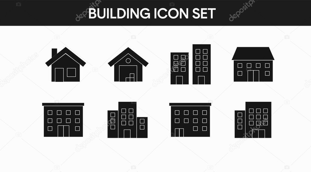 Conjunto de iconos del edificio. Conjunto de ilustraciones editables ...