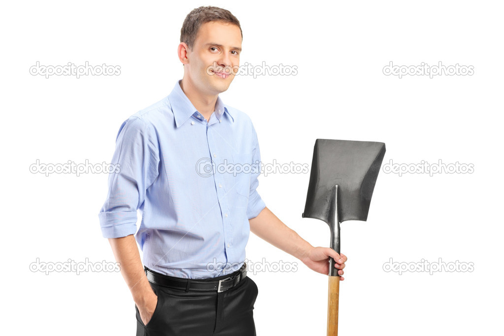 Man holding shovel Stock Photo by ©ljsphotography 45863555