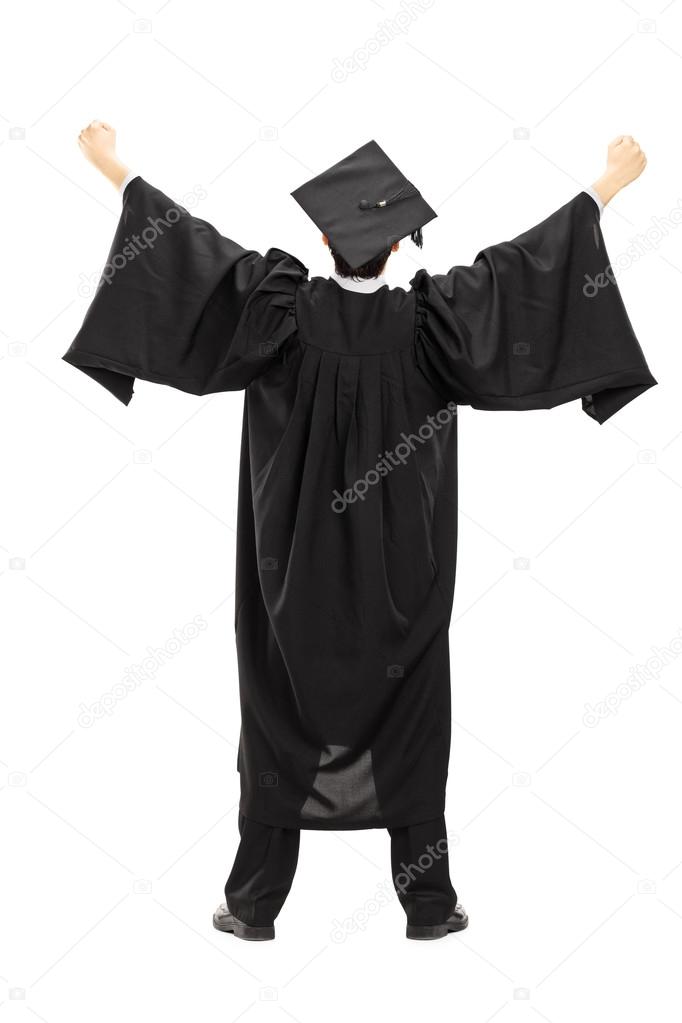 Estudiante graduado con las manos levantadas — Foto de stock #45864441 ...